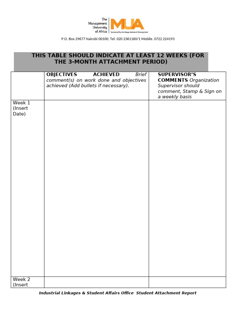 Weekly Logs Template | PDF