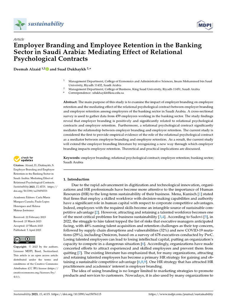 Q1 - 2023 - Employer Branding and Employee Retention in The Banking ...