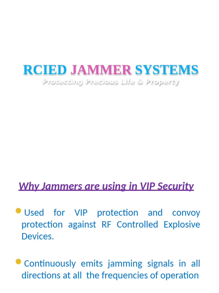 RCIED Jammer Systems for VIP Security | PDF | Transmitter | Cellular ...