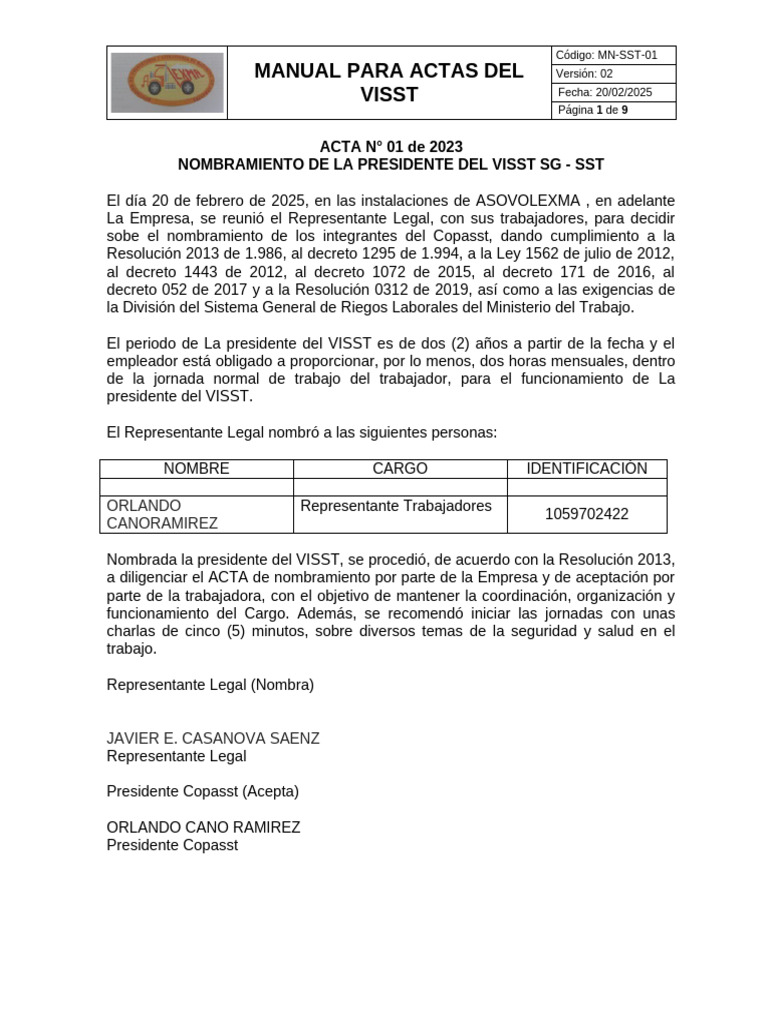 Anexo 6 Manual para Actas Del Visst 2023 | PDF