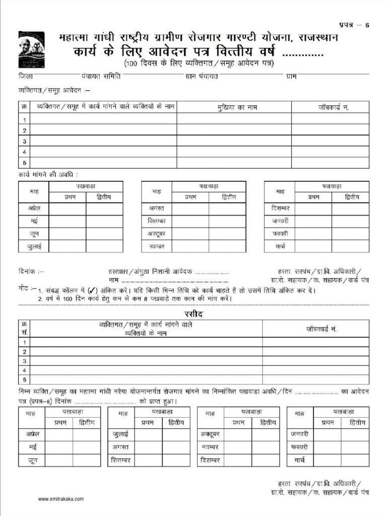 MNREGA Form 6 | PDF