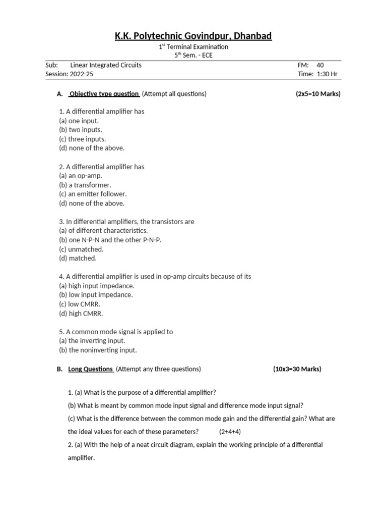 LIC Q Paper 2022-25 | PDF | Amplifier | Operational Amplifier