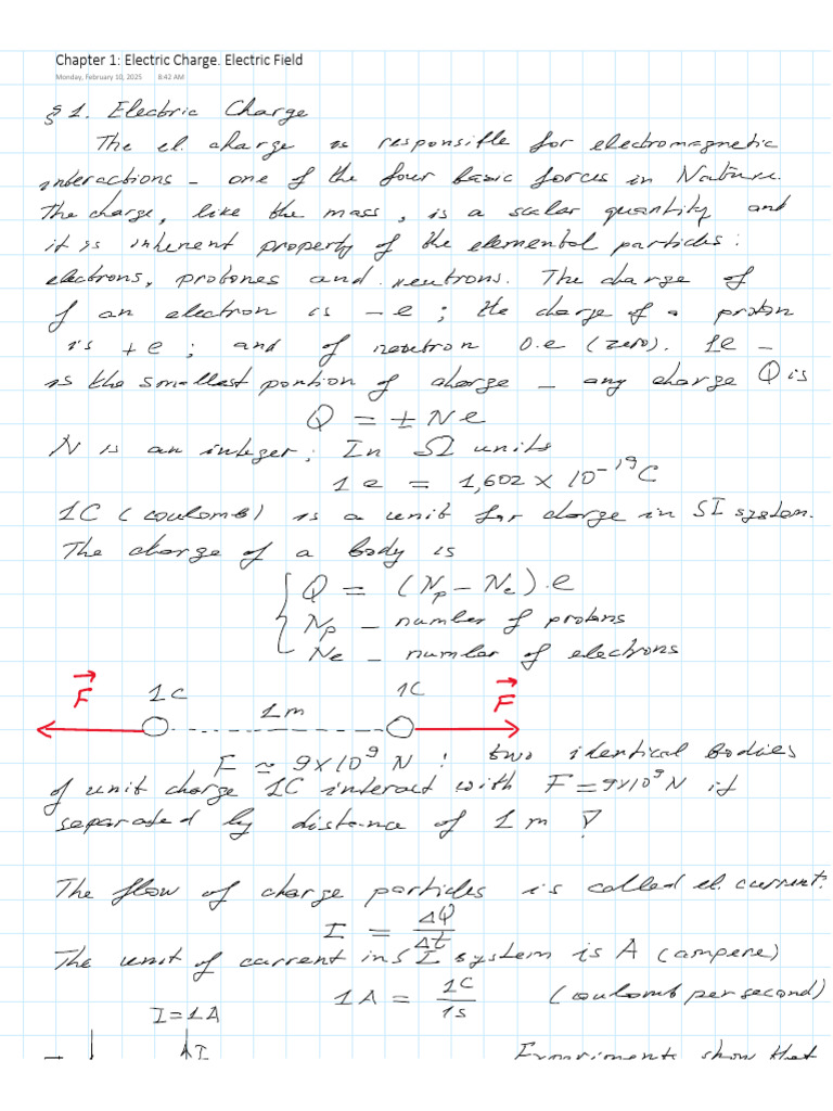 Chapter 1 Electric Charge. Electric Field | PDF