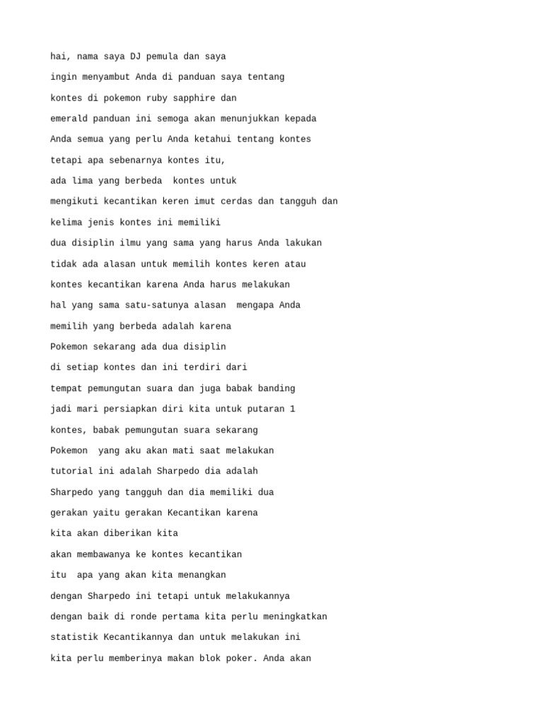 (Indonesian) Contest Tutorial For Pokemon Sapphire, Ruby and Emerald ...