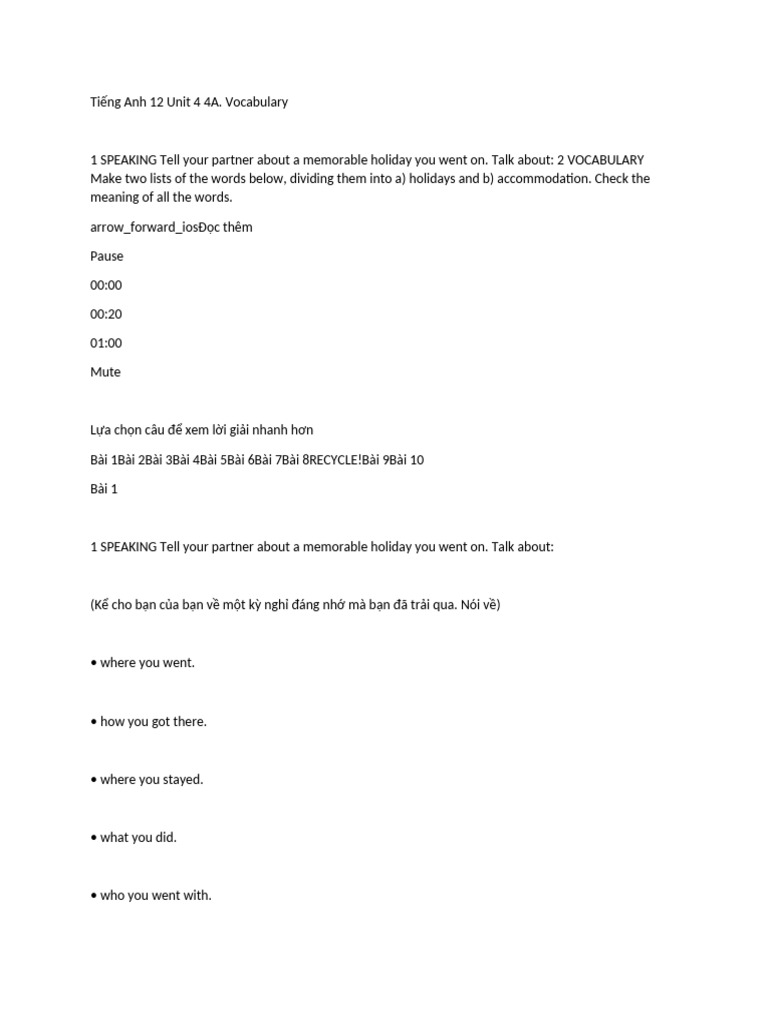 Tiếng Anh 12 Unit 4 4A-ws-reading | PDF