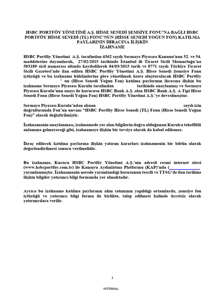 HVS_Hisse Fon (Hisse Senedi Yoğun fon) izahname_03032025 | PDF
