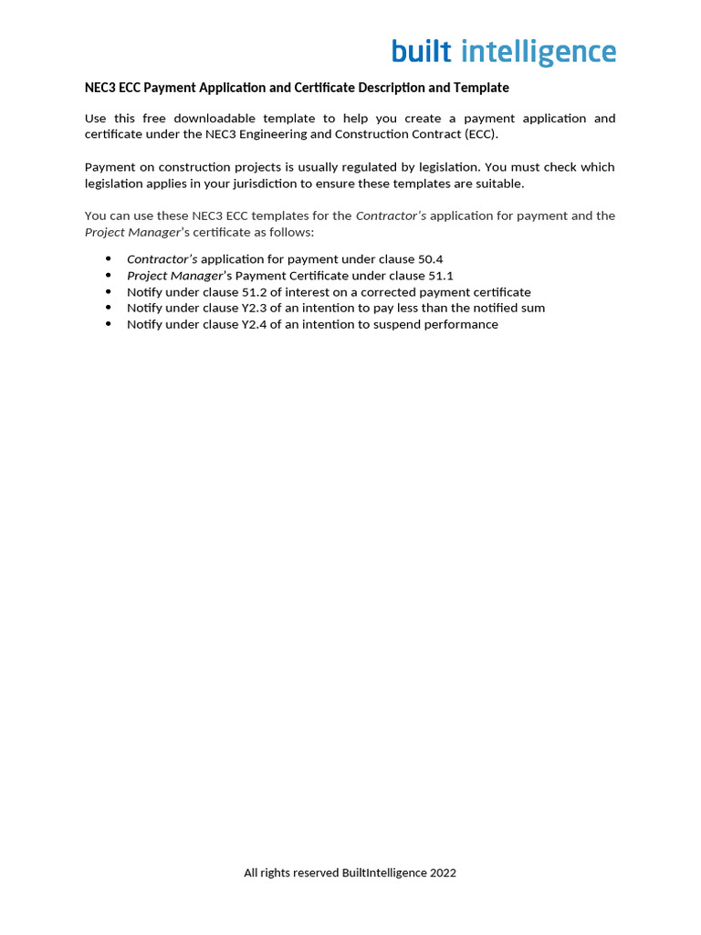 NEC3 ECC Payment Application and Certificate Workflow | PDF | Business | Private Law