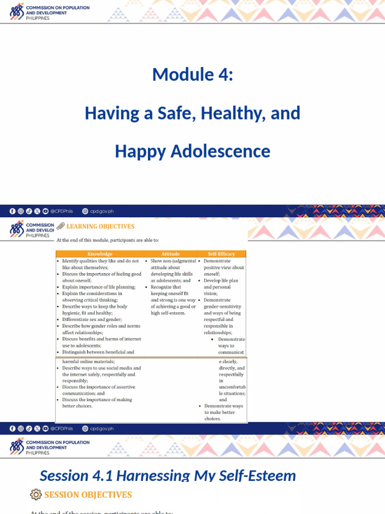 Module 4.1 Having A Safe Healthy and Happy Adolescence | PDF | Self Esteem | Violence