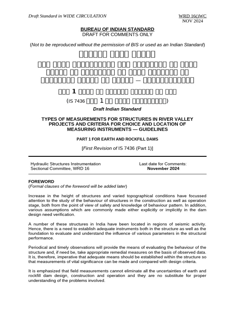 IS 7436 (Part 1) of WC Doc | PDF | Pressure Measurement | Soil Mechanics