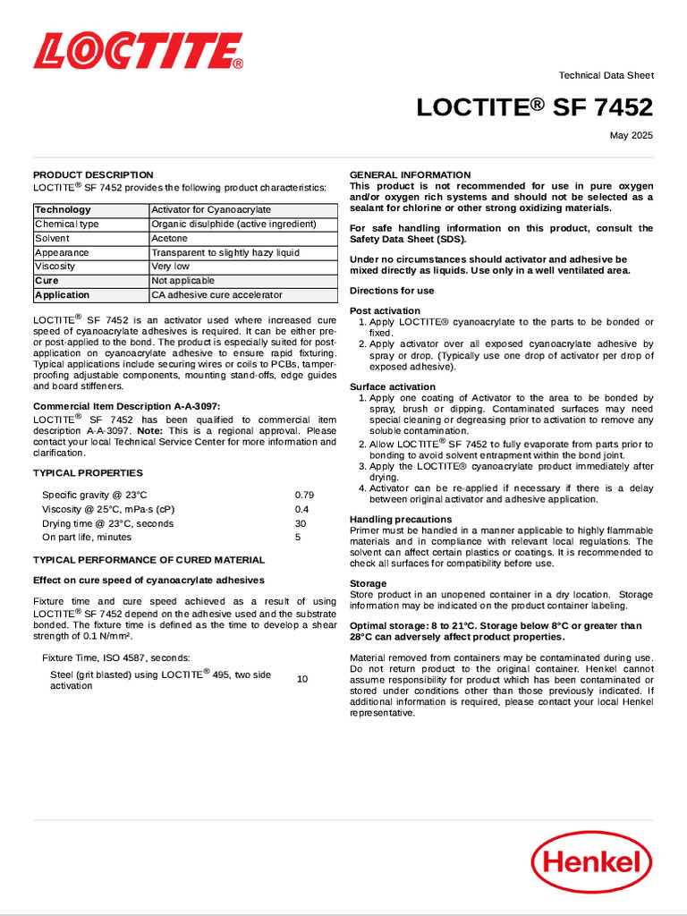LOCTITE SF 7452 en - GL | PDF | Adhesive | Legal Liability