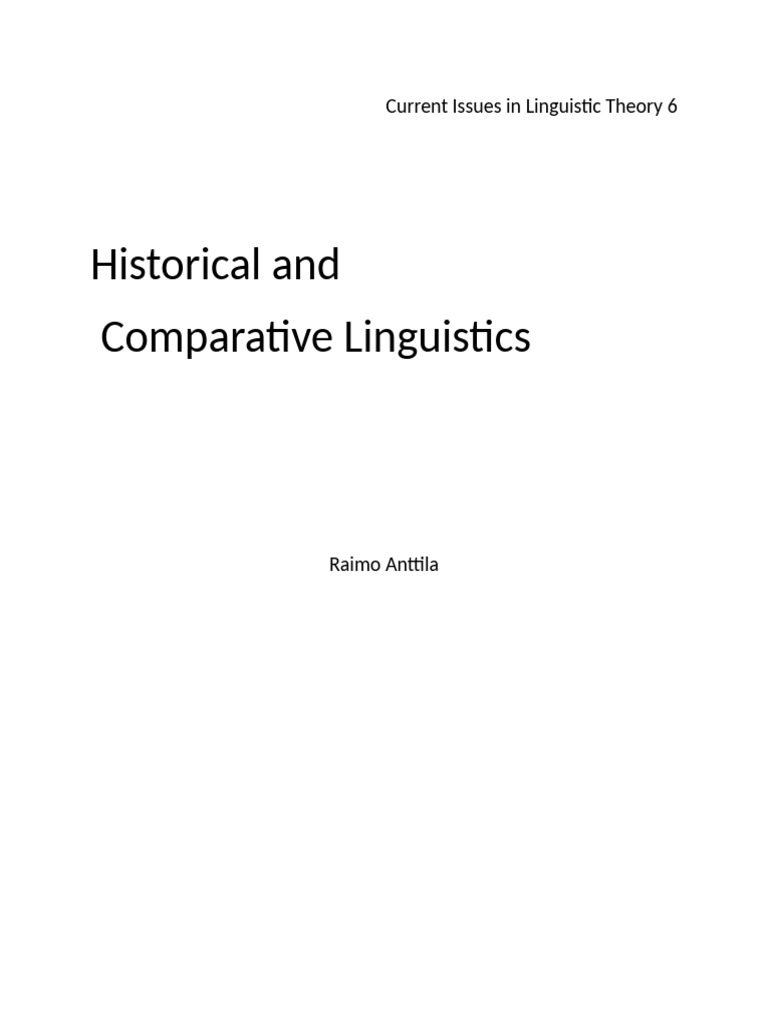 Historical and Comparative Linguistics | PDF | Linguistics | Arabic