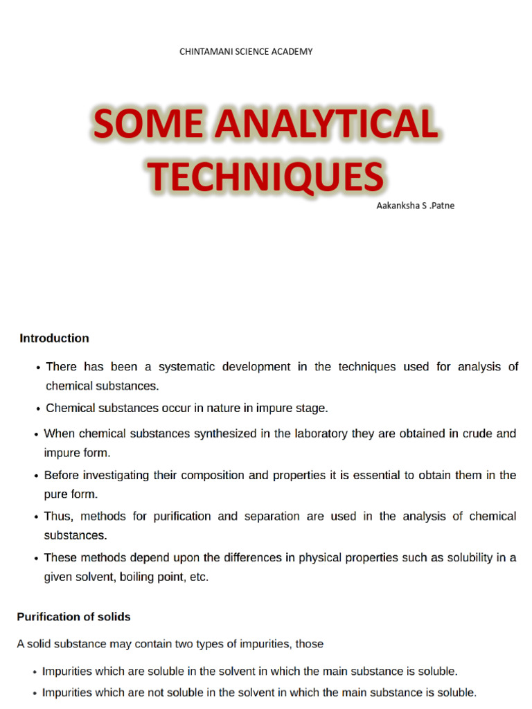 12TH - 3. Some Analytical Techniques | PDF