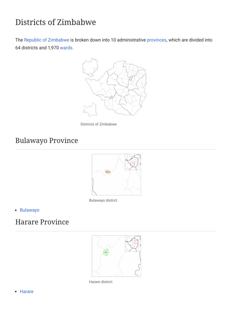 Districts of Zimbabwe - Wikipedia | PDF