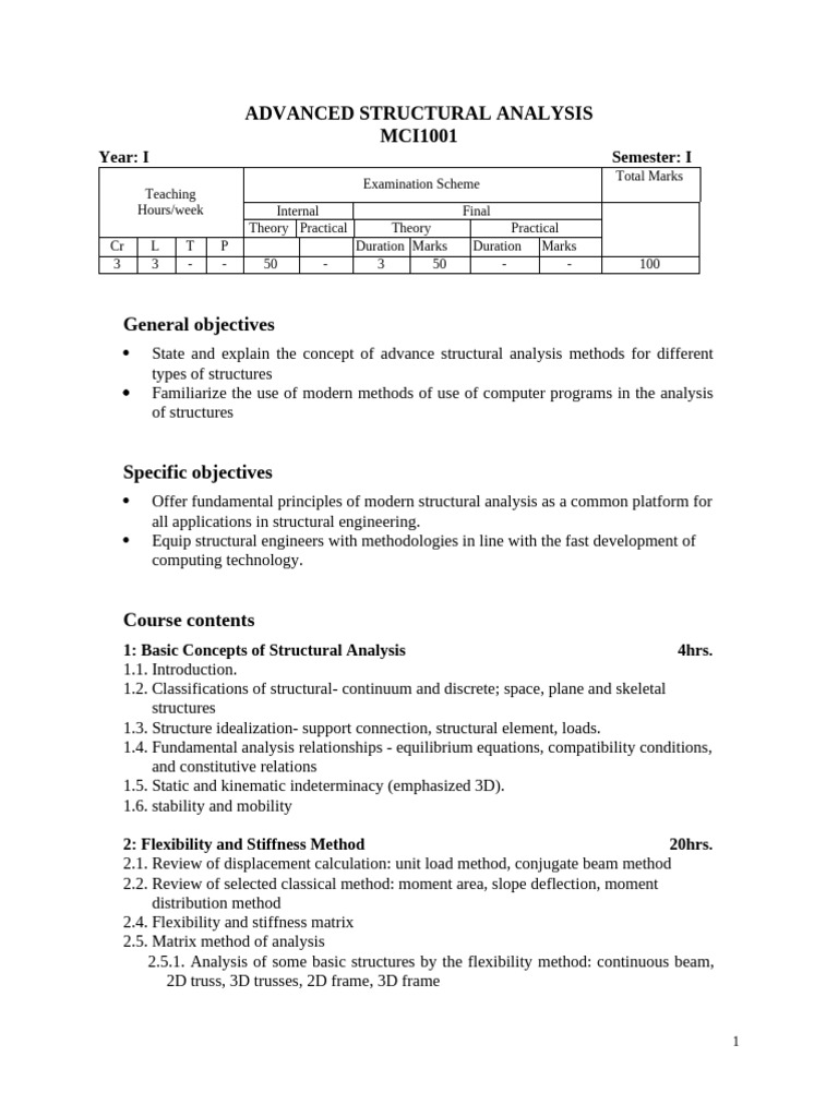 1.advanced Structural Analysis - I-I | PDF | Structural Analysis | Physics