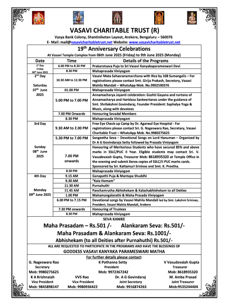 Vasavi Charitable 19th Anniversary | PDF