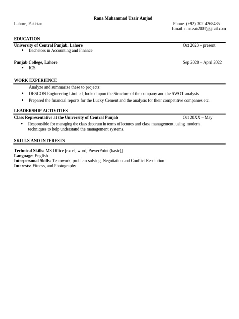 FMS Template | PDF