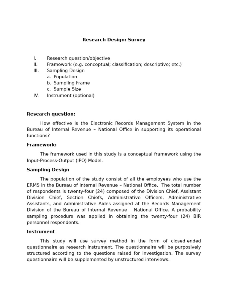 Research Design - Survey | PDF