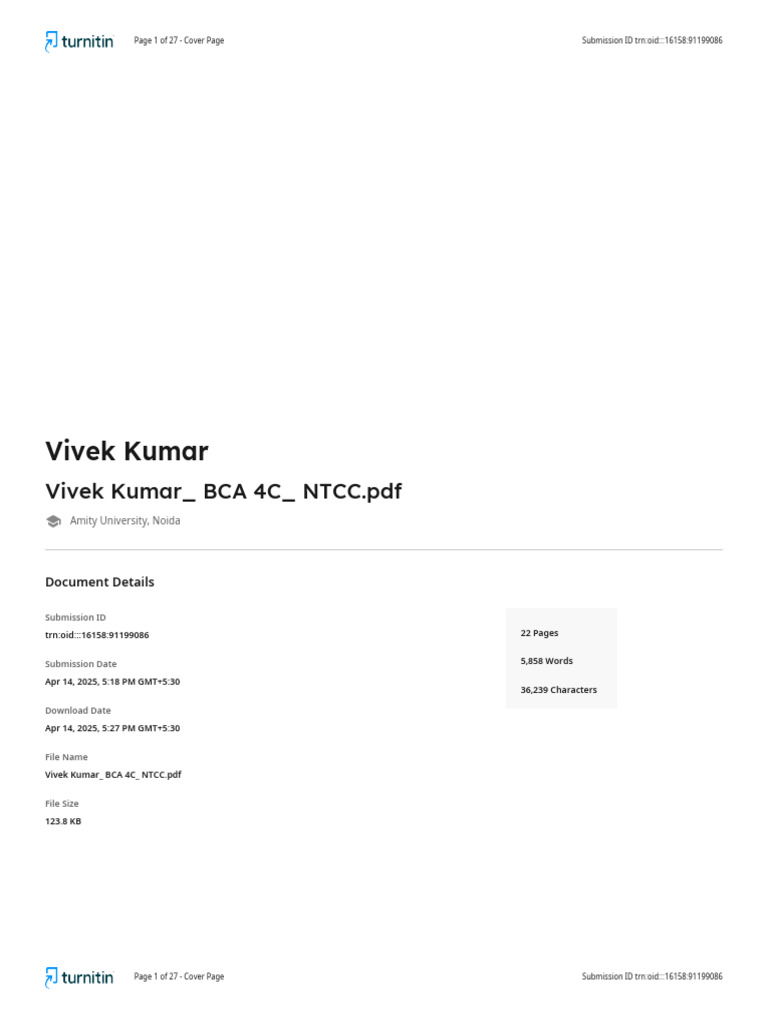 Vivek Kumar - Bca 4c - NTCC | PDF | Writing | Written Communication