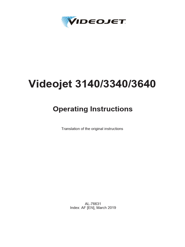 Videojet 3140 Operating Instructions | PDF | Laser | Light