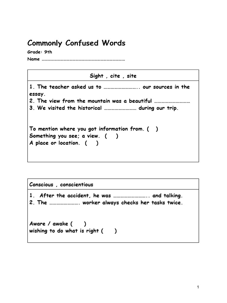Commonly Confused Words Guide | PDF
