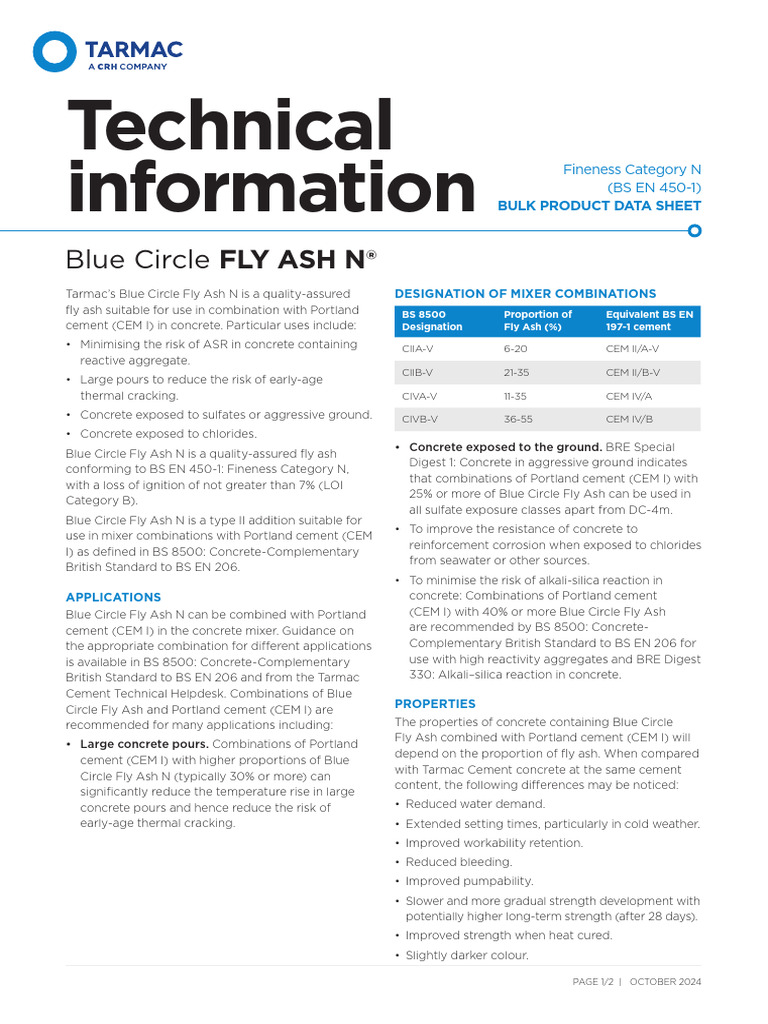 Fly Ash Safety Data Sheet | PDF | Concrete | Cement