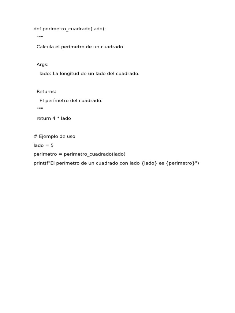 Perimetro de Un Cuadrado en Python | PDF
