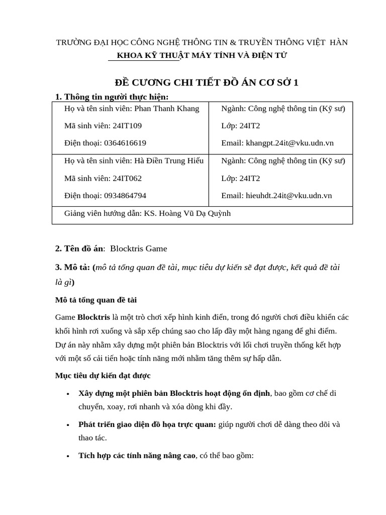 10.2.25 - de Cuong Chi Tiet Do An Co So LJ CN - KTMT L0ĐT | PDF
