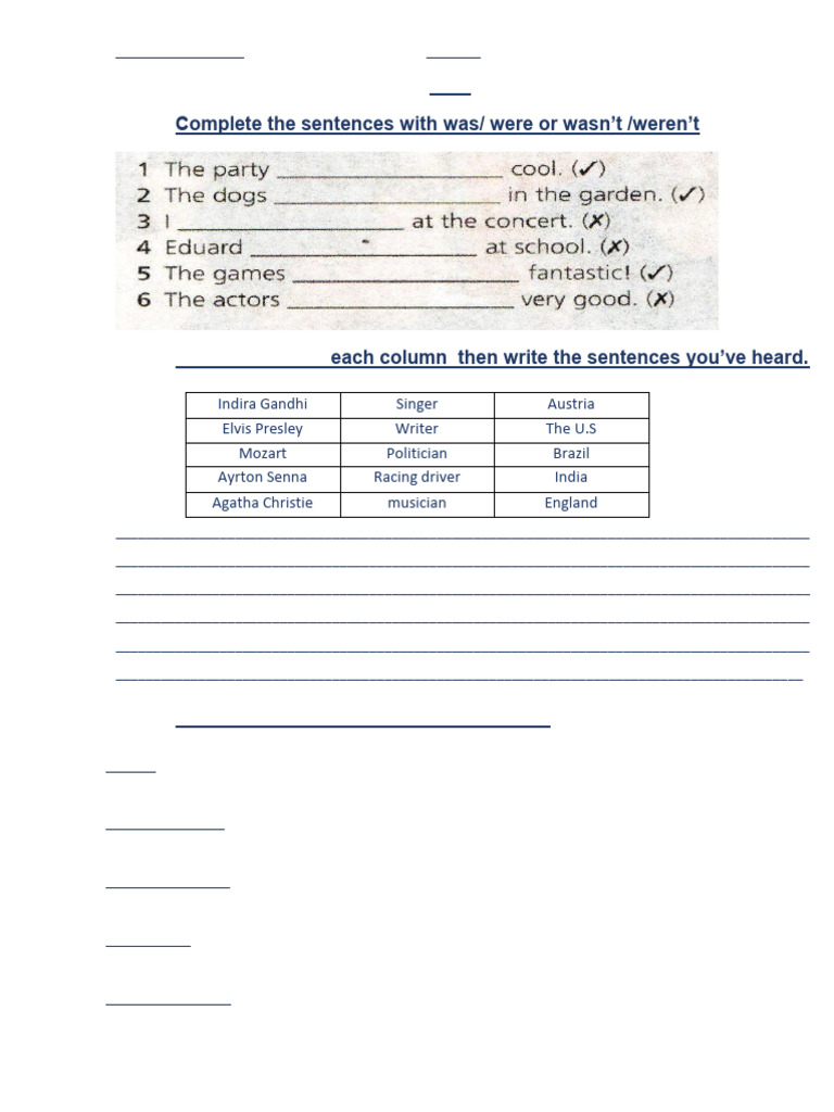 Test Was - Were 2023 | PDF