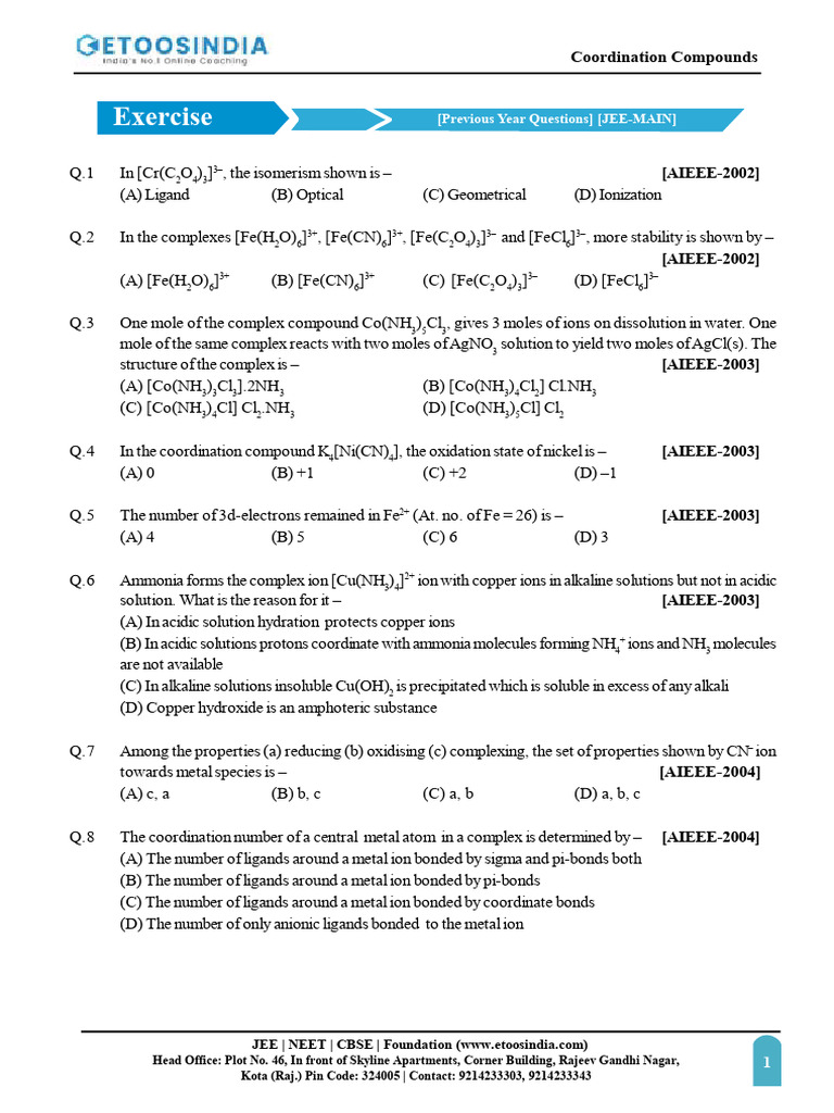 Coordination Compounds | PDF | Coordination Complex | Hydroxide