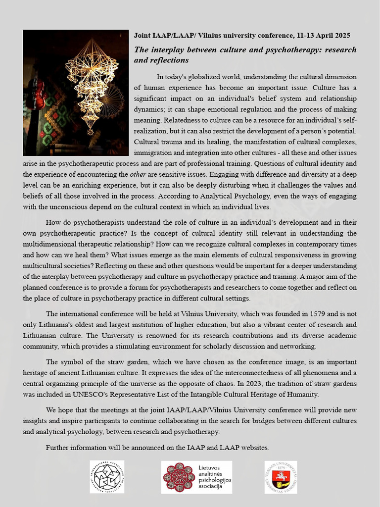Flyer Vilnius Conference IAAP Website 1 | PDF | Psychotherapy ...