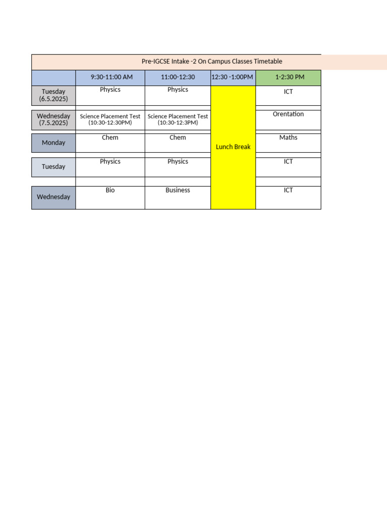Pre IGCSE Intake 2 Timetable Format - 57266a29 43f7 482a 89bd ...