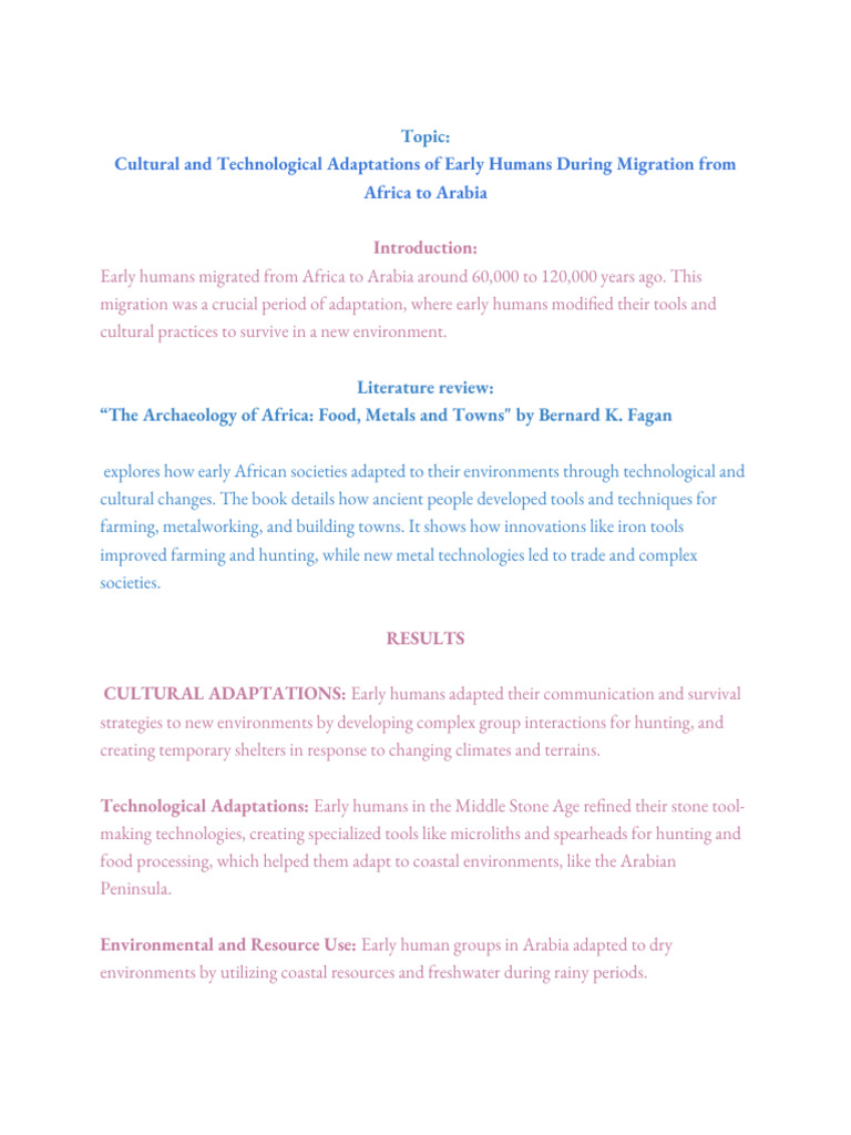 Early Human Adaptations in Arabia | PDF