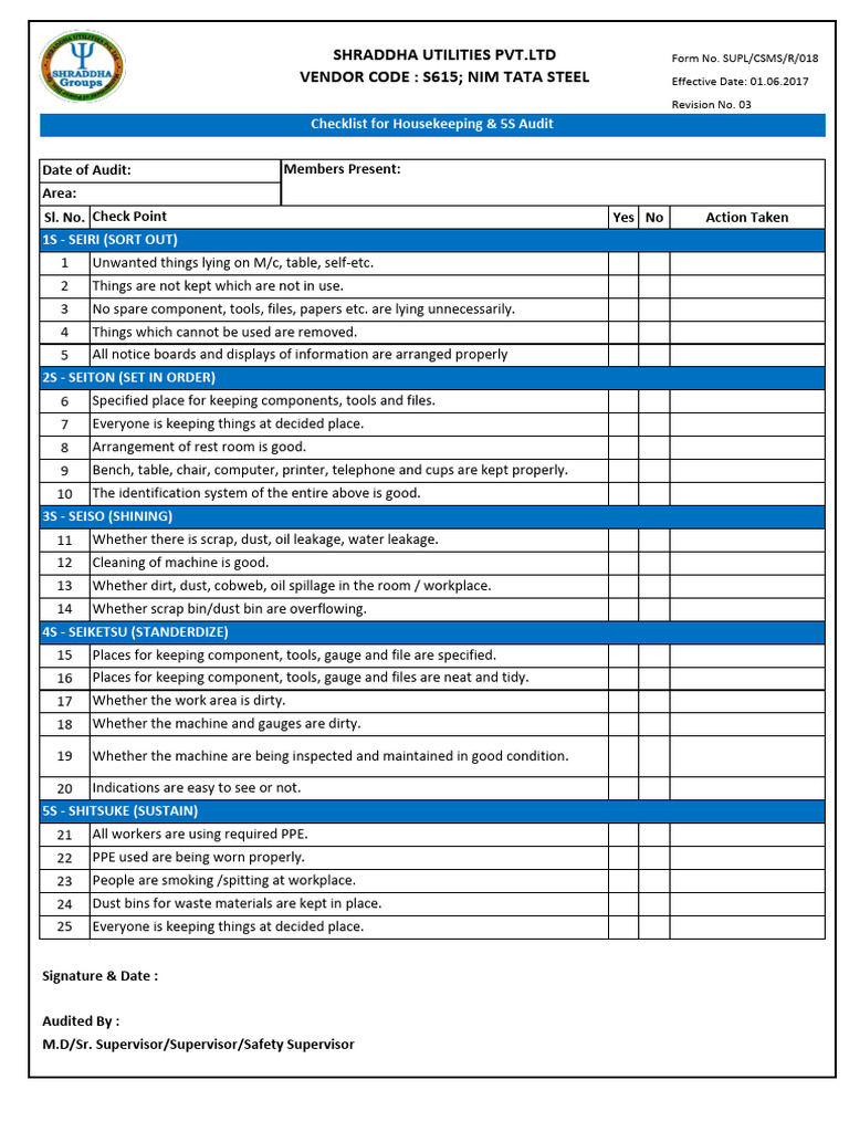 02 Housekeeping 5s Audit Pdf