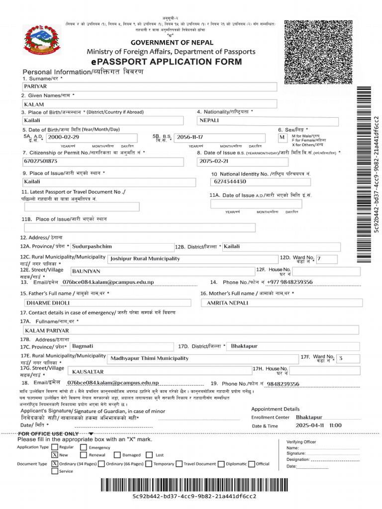 EPassport Form | PDF