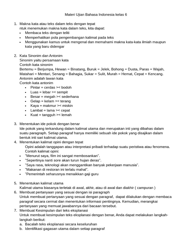 Rangkuman Materi Bhs. Indo | PDF