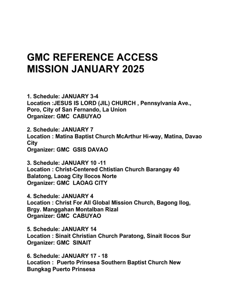GMC Reference Access January 2025 | PDF | Christian Denominational ...
