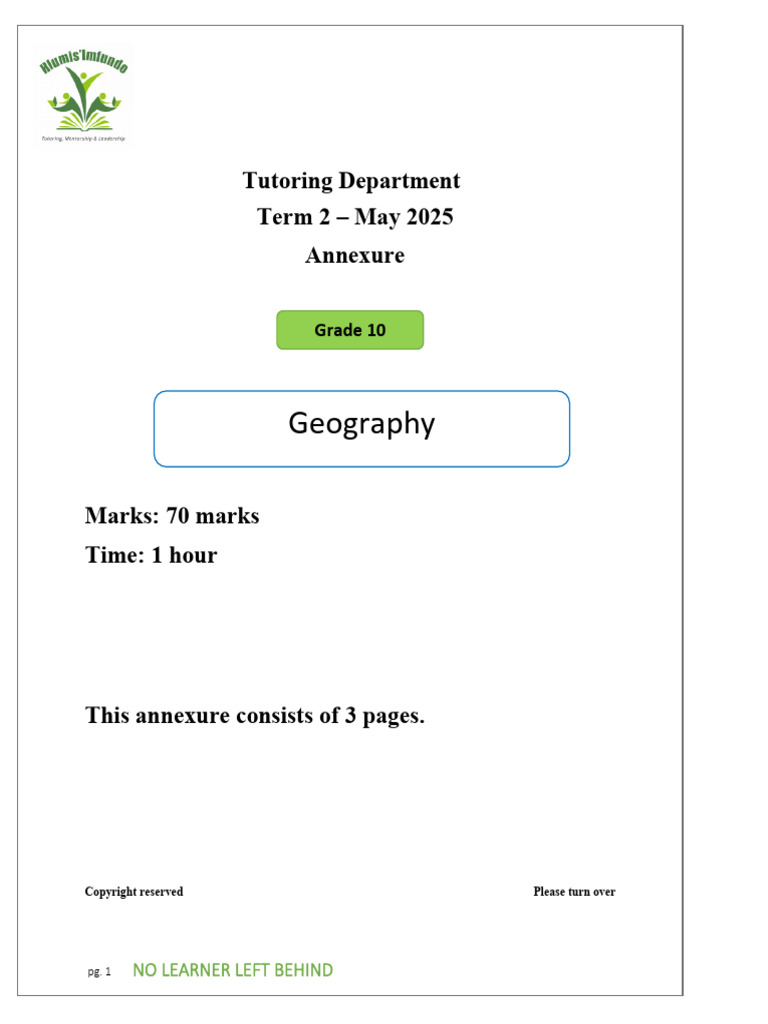 Grade 10 Geography Exam Papers & Memos | PDF
