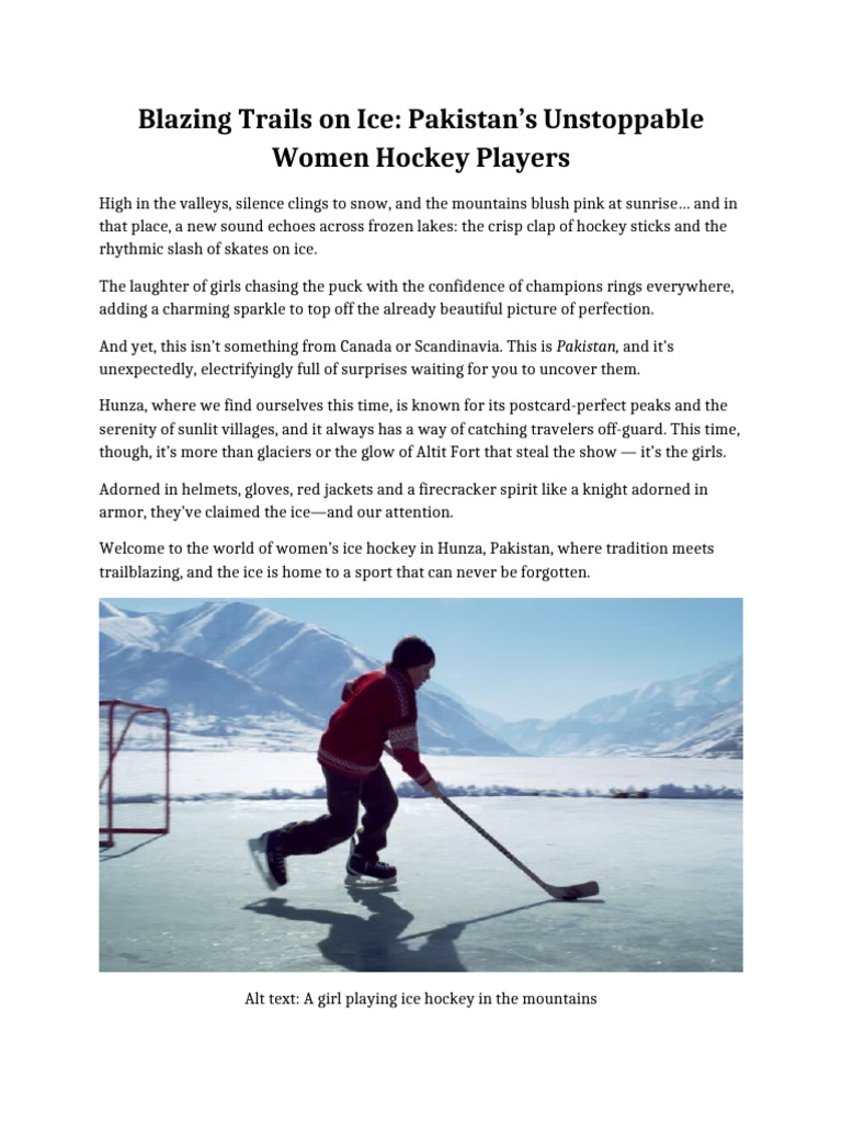 Blazing Trails On Ice - Pakistan's Unstoppable Women Hockey Players | PDF