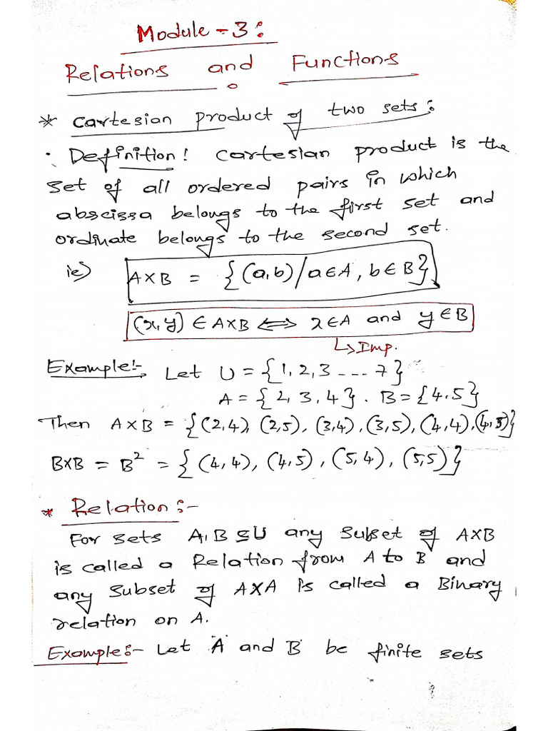 BCS405A- MODULE -3 Relations and Functions | PDF