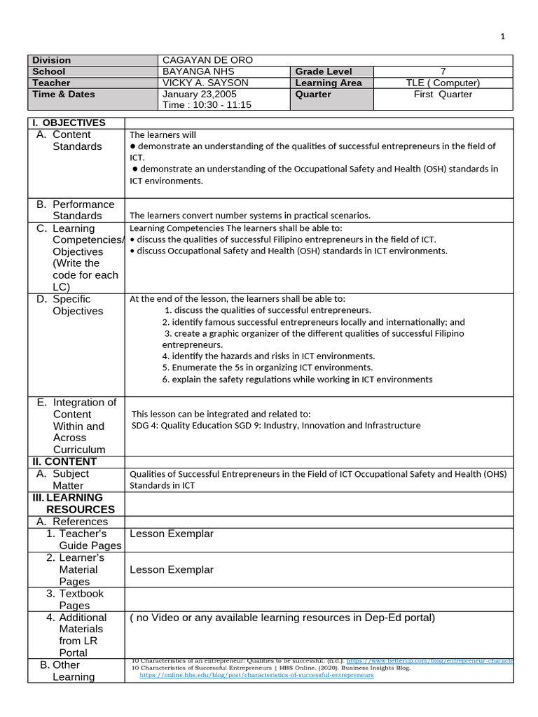 TLE 7 - First Quarter | PDF | Learning | Educational Technology
