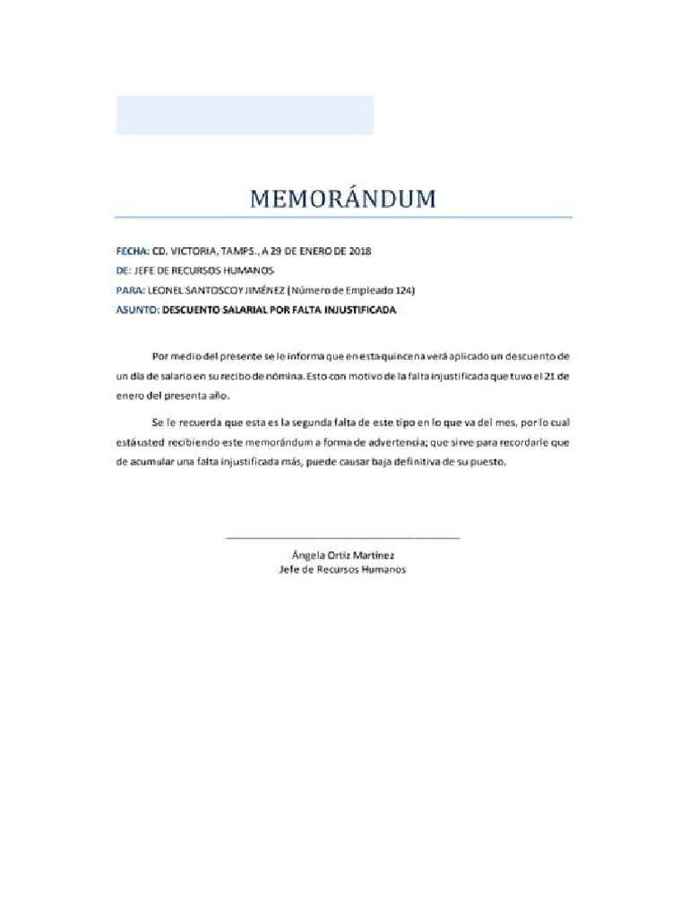 Ejemplo memorando | PDF