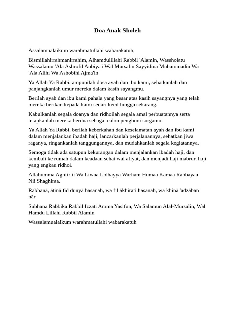 Doa Anak Sholeh | PDF