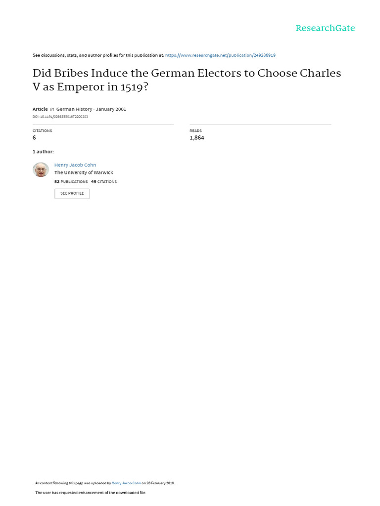 Did Bribes Induce The German Electors To Choose Charles V As Emperor in ...