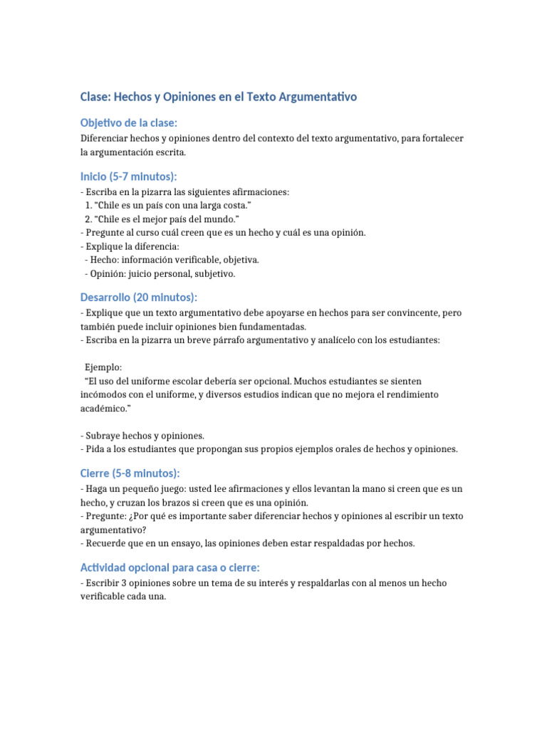 Clase Hechos y Opiniones | PDF