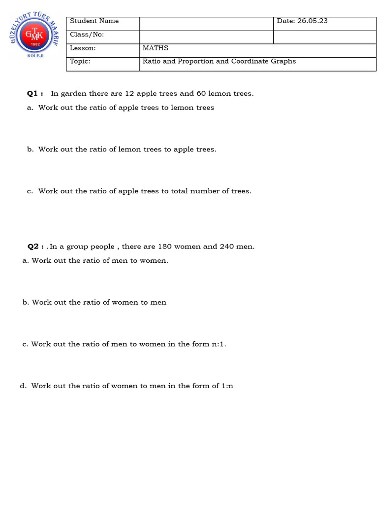 6 - Ratio and Coordinates and Graphs | PDF