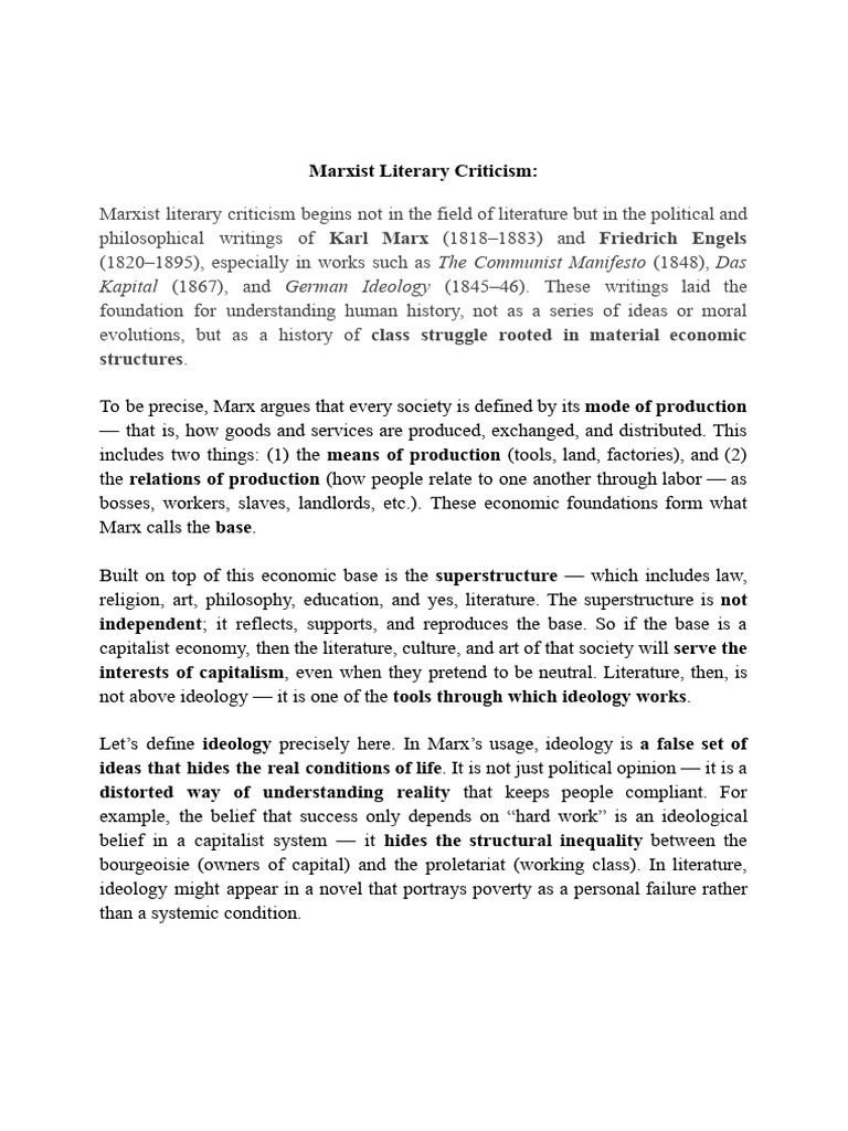 Marxist Literary Criticism PDF | PDF | Marxism | Ideologies