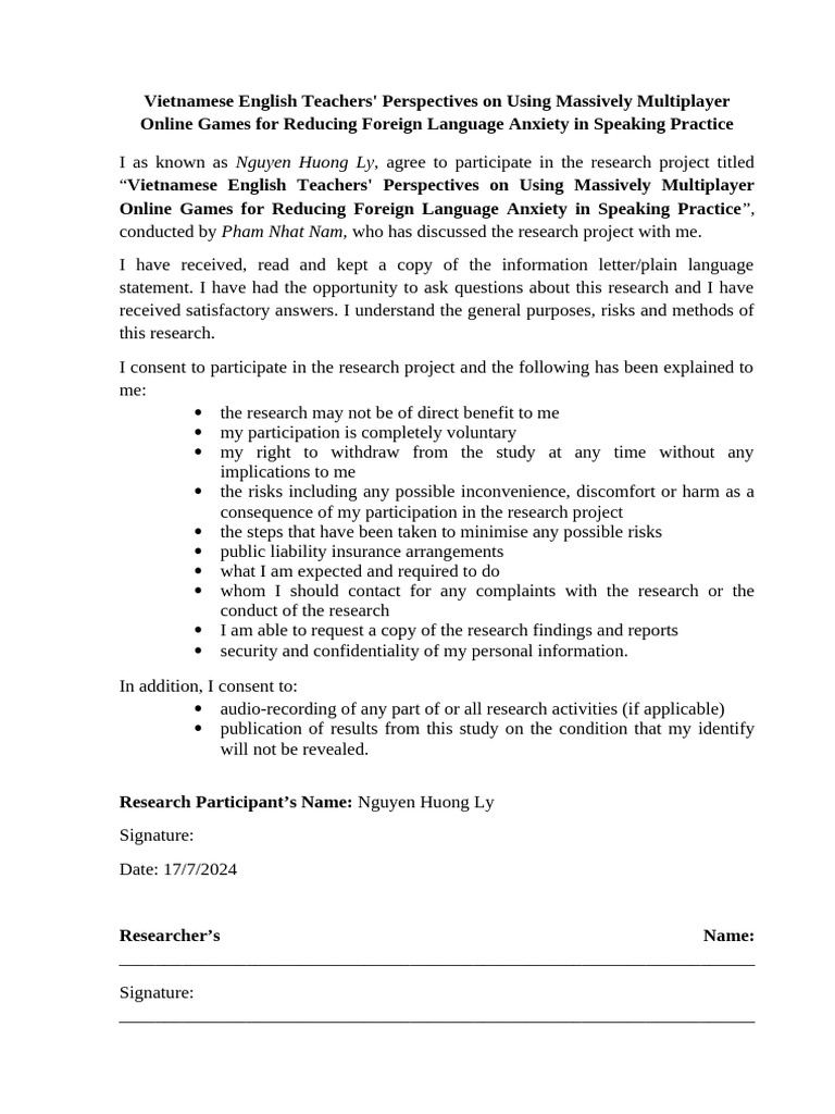 Consent Form - Ollie | PDF