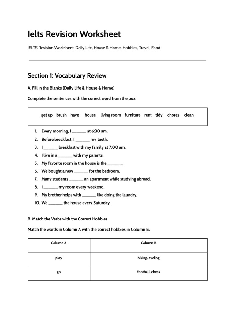 Ielts Revision Worksheet | PDF