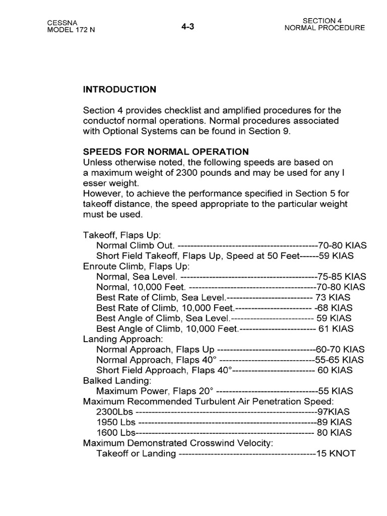 C-172 POH checklist normal | PDF