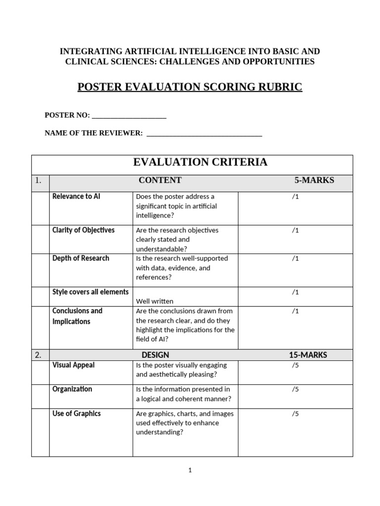 Poster Evaluation Rubrics - Ai Symposium | PDF | Artificial ...